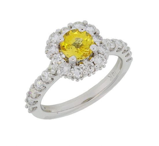 Kristopher Mark Yellow Sapphire & Diamond Halo Ring